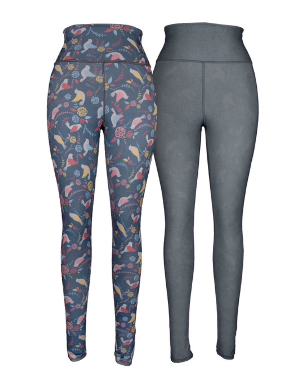 Multi Birds & Crosshatch Reversible Leggings - Daiseye