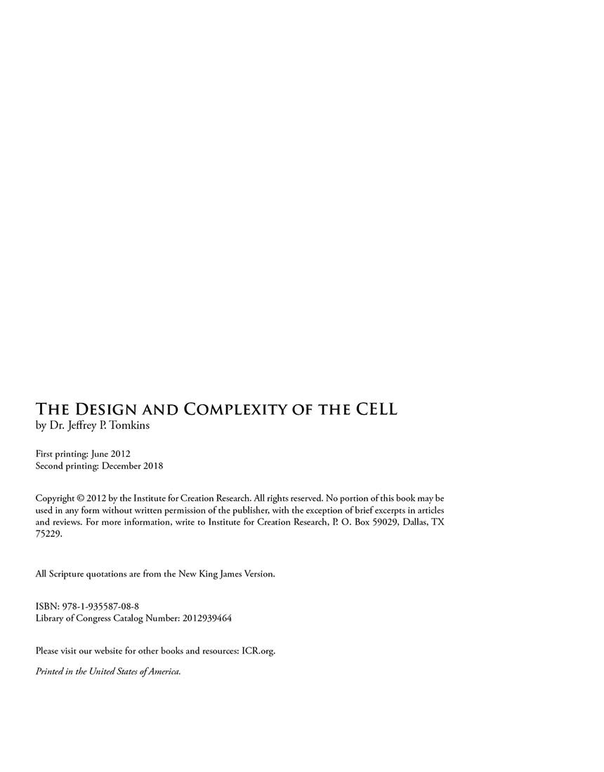 The Design and Complexity of the Cell, by Institute for Creation ...