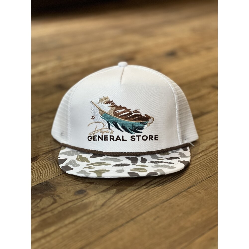 Feather White Camo Rope Hat - Papa's General Store