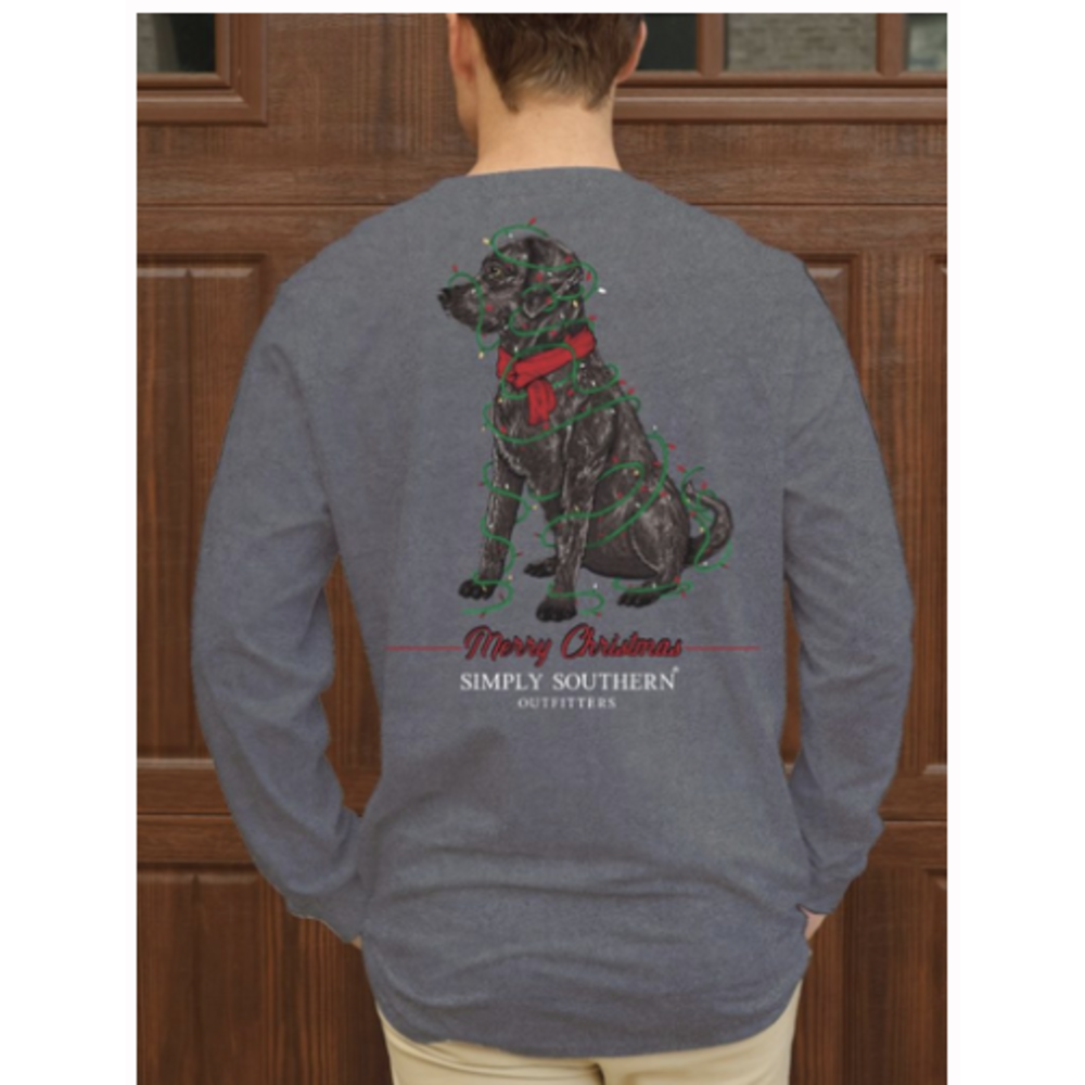 Simply Southern Men's Merry Christmas Lab L/S Tee Charcoal Heather ...