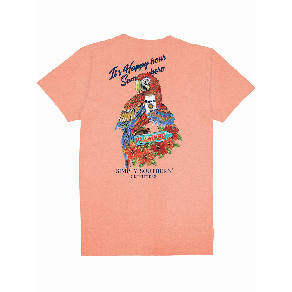 Simply Southern SImply Southern Happy S/S Tee Peach - Papa's General Store