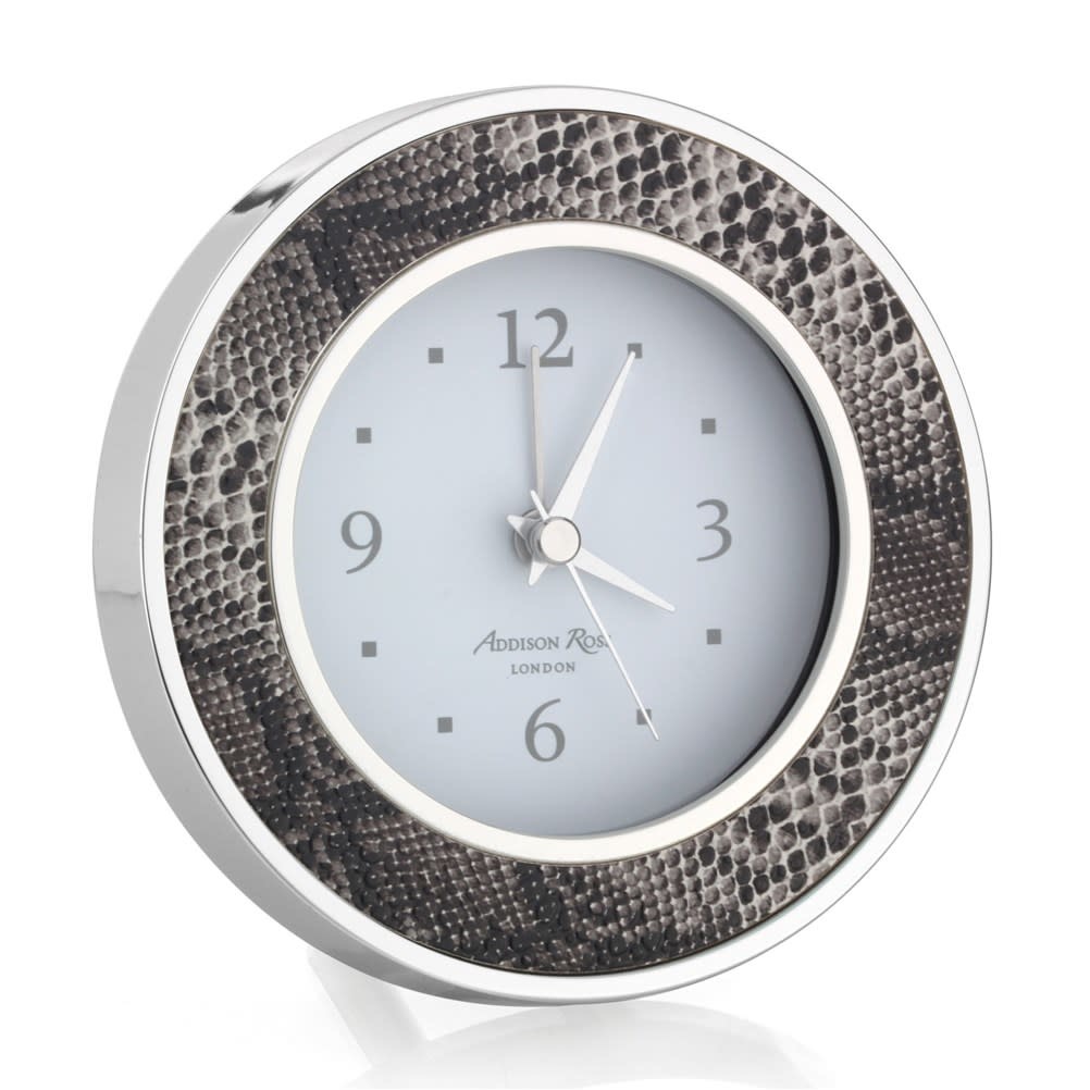 Alarm Clock - Round - Natural Snake - Silver - Maze Home Store