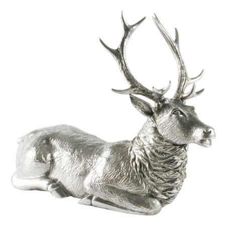 Statuette - Sitting Stag - Pewter - Maze Home Store