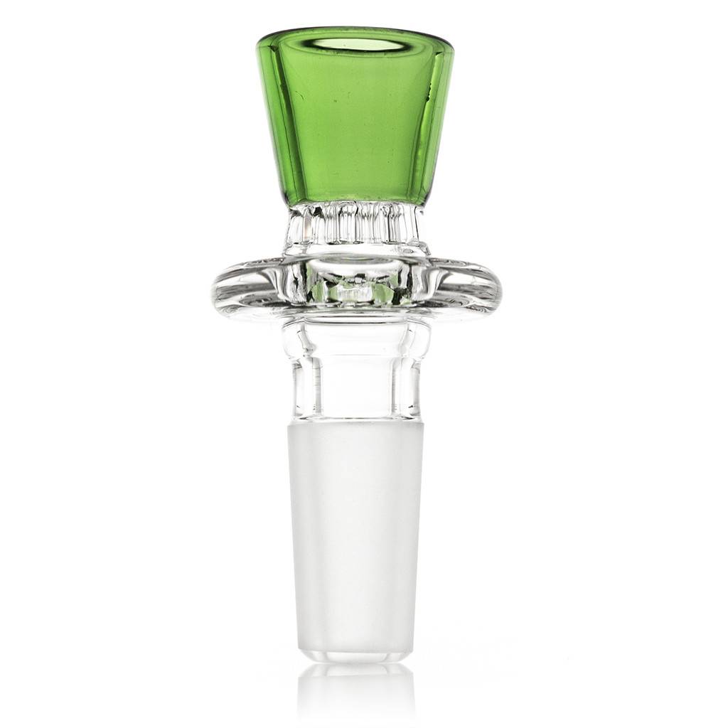 14mm Glass Bowl Slide Piece GREEN w/ 7 Hole Glass Screen - Witch DR