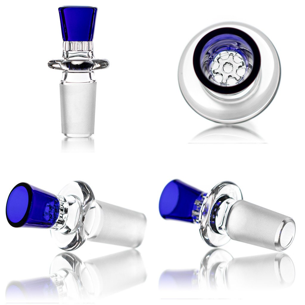 18mm COBALT Honeycomb Disc Bowl Slide by Blazing Blue Glass - Witch DR