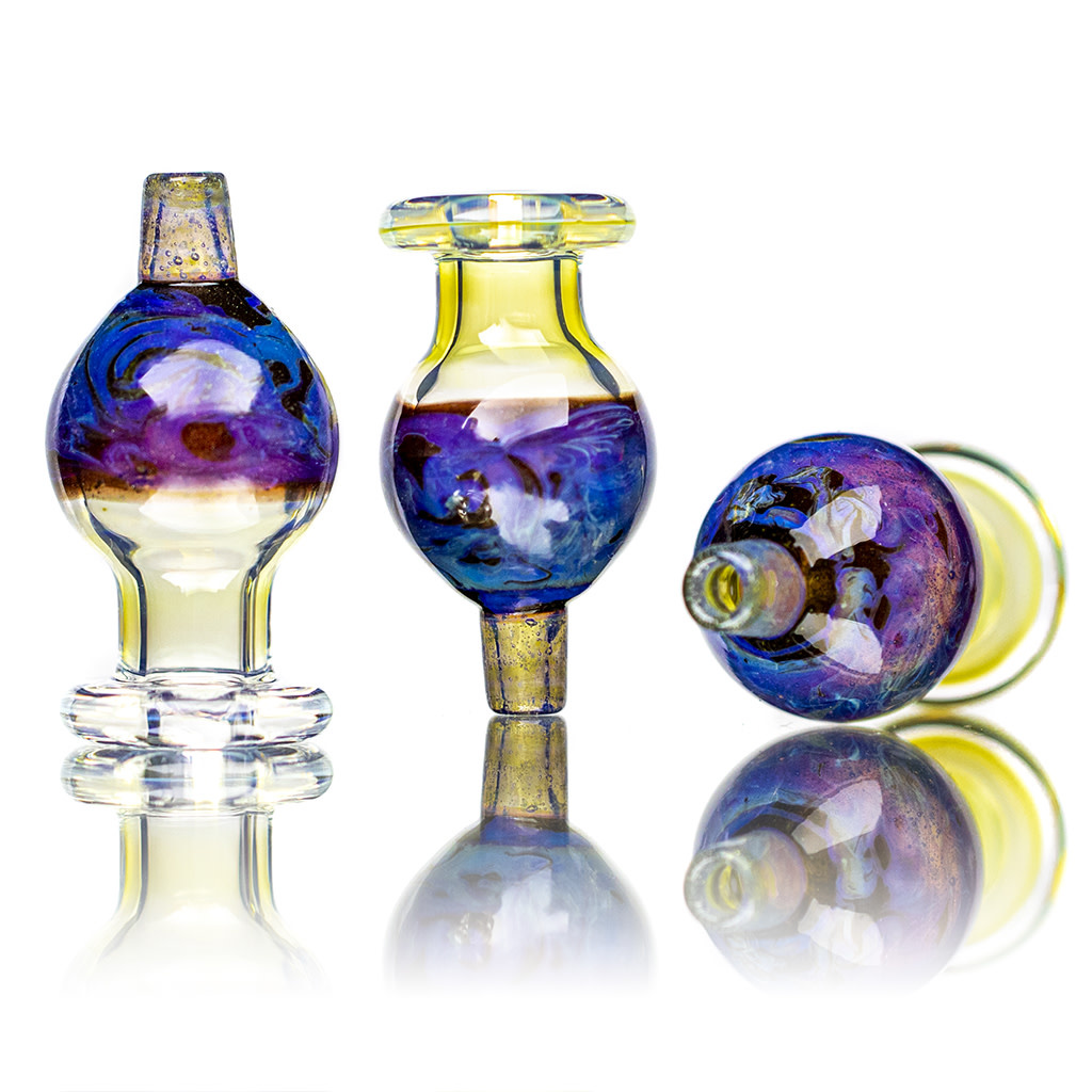 25mm Marbled Glass Bubble Carb Cap by Messy Glass Double Amber Purple ...