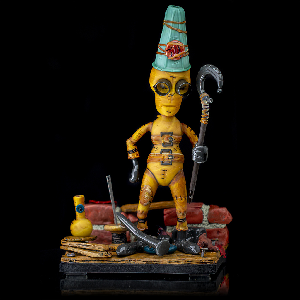 10mm 1 Sculptural Rig with Stand, Dabber and Bubble Cap - Witch DR