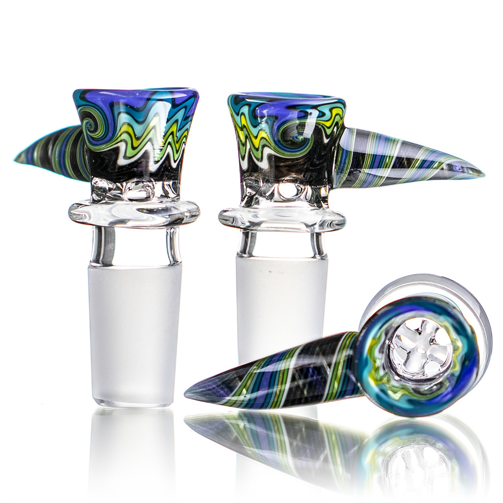 18mm (BG) Bong Bowl Slide Piece w/ Worked Horn Handle - Witch DR