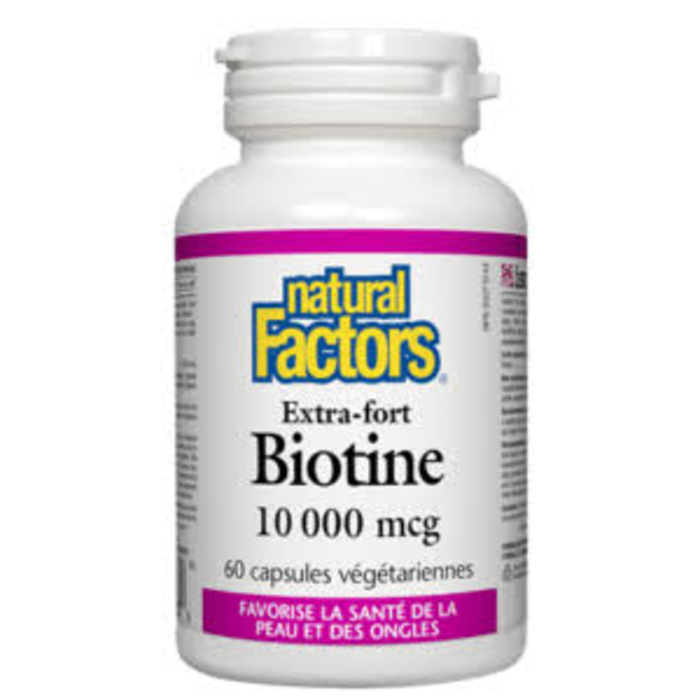 Biotine 10,000mcg 60 capsules - Natural Factors - Boutique en ligne ...