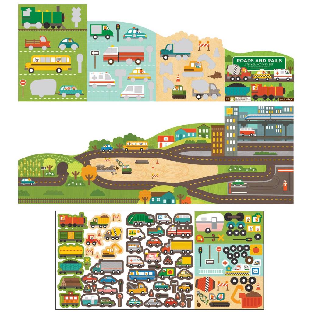 Petit Collage Sticker Activity Set - Roads & Rails - Fiddlesticks