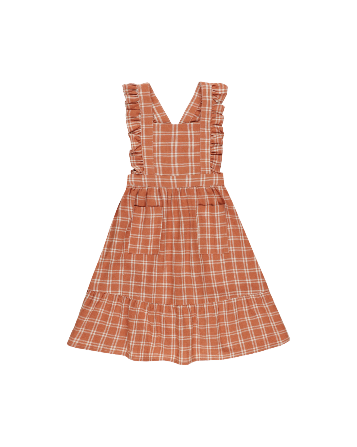 Ruffle Pinafore Dress - Poppy Check - Fiddlesticks