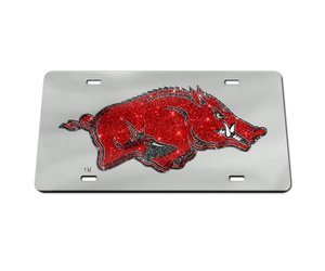 Mirrorized Red Sparkly Running Hog License Plate - The Stadium Shoppe ...