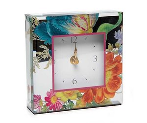 Flower Market Reflections Desk Clock - ivory & birch