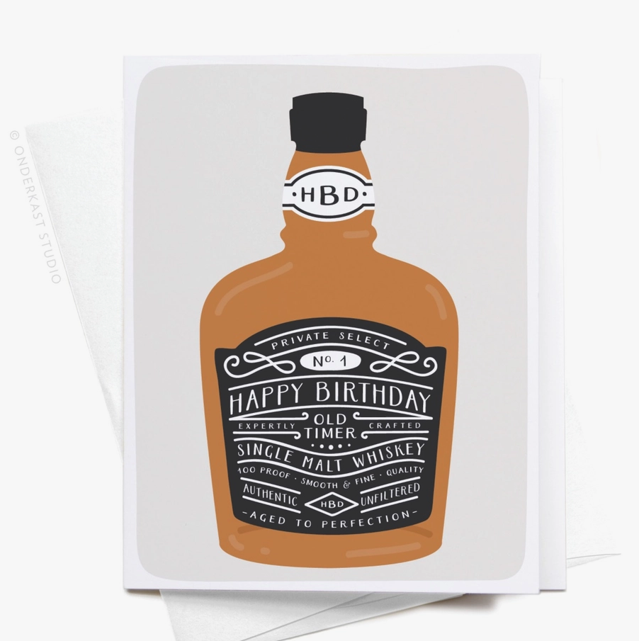 Happy Birthday Whiskey Bottle Card Ivory And Birch