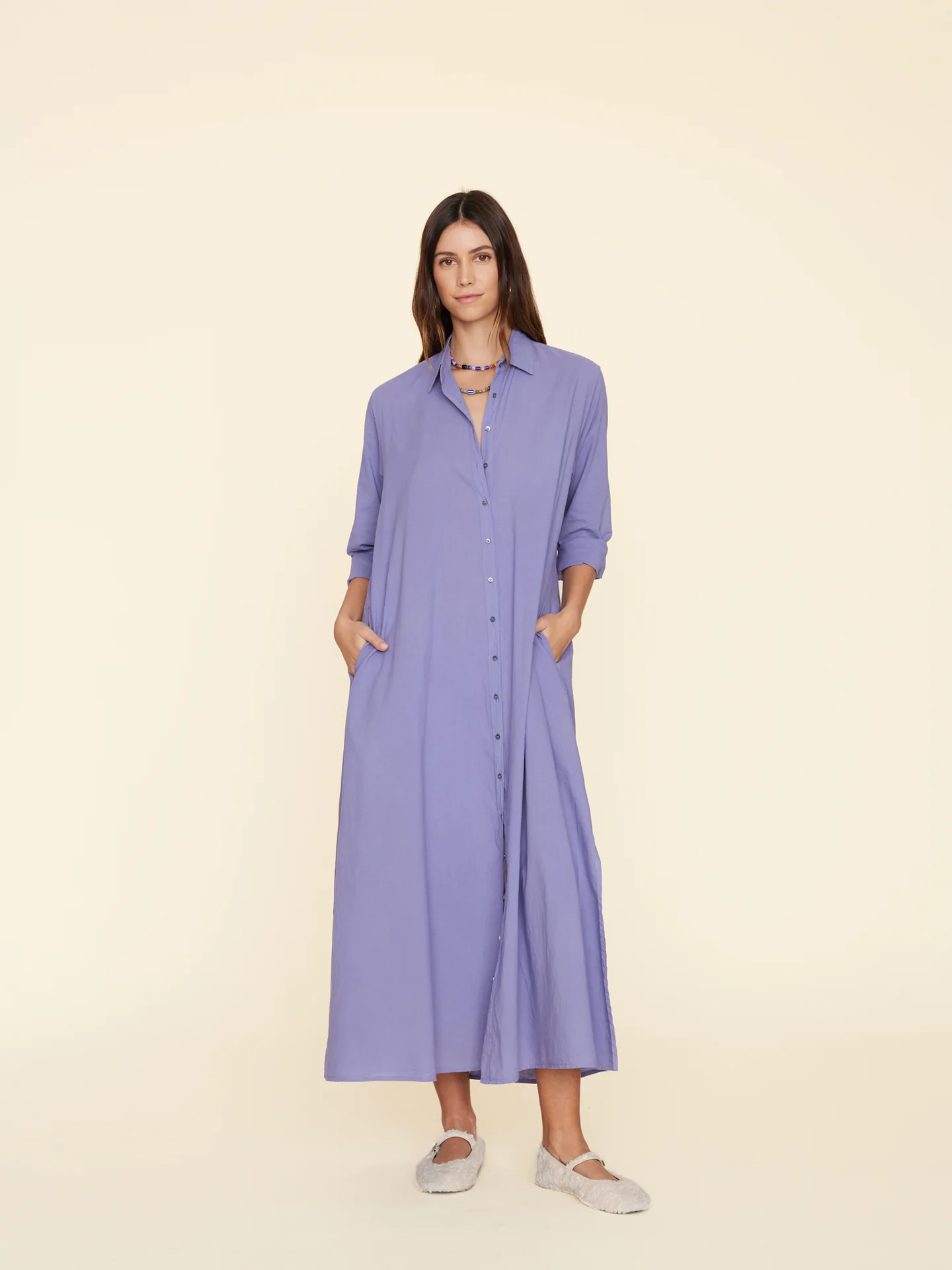 Boden Dress Purple Storm - ivory & birch