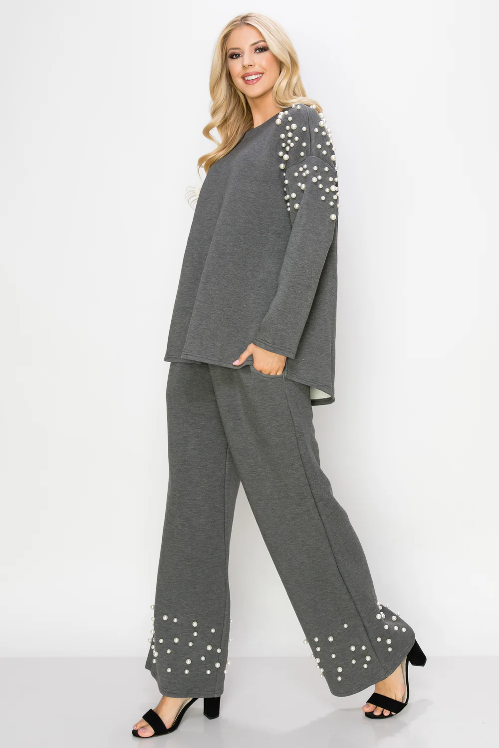 Faith French Scuba Pearl Pant - - ivory & birch