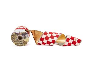 Red Check 4" Ribbon - ivory & birch