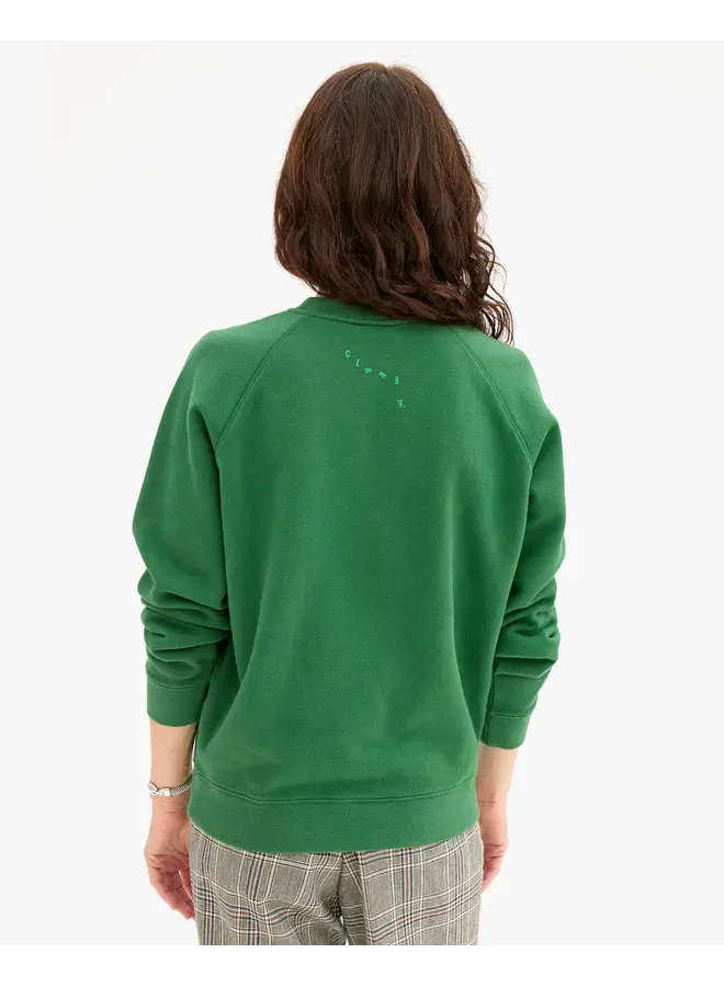 Flocked Oui Evergreen Sweatshirt - - ivory & birch