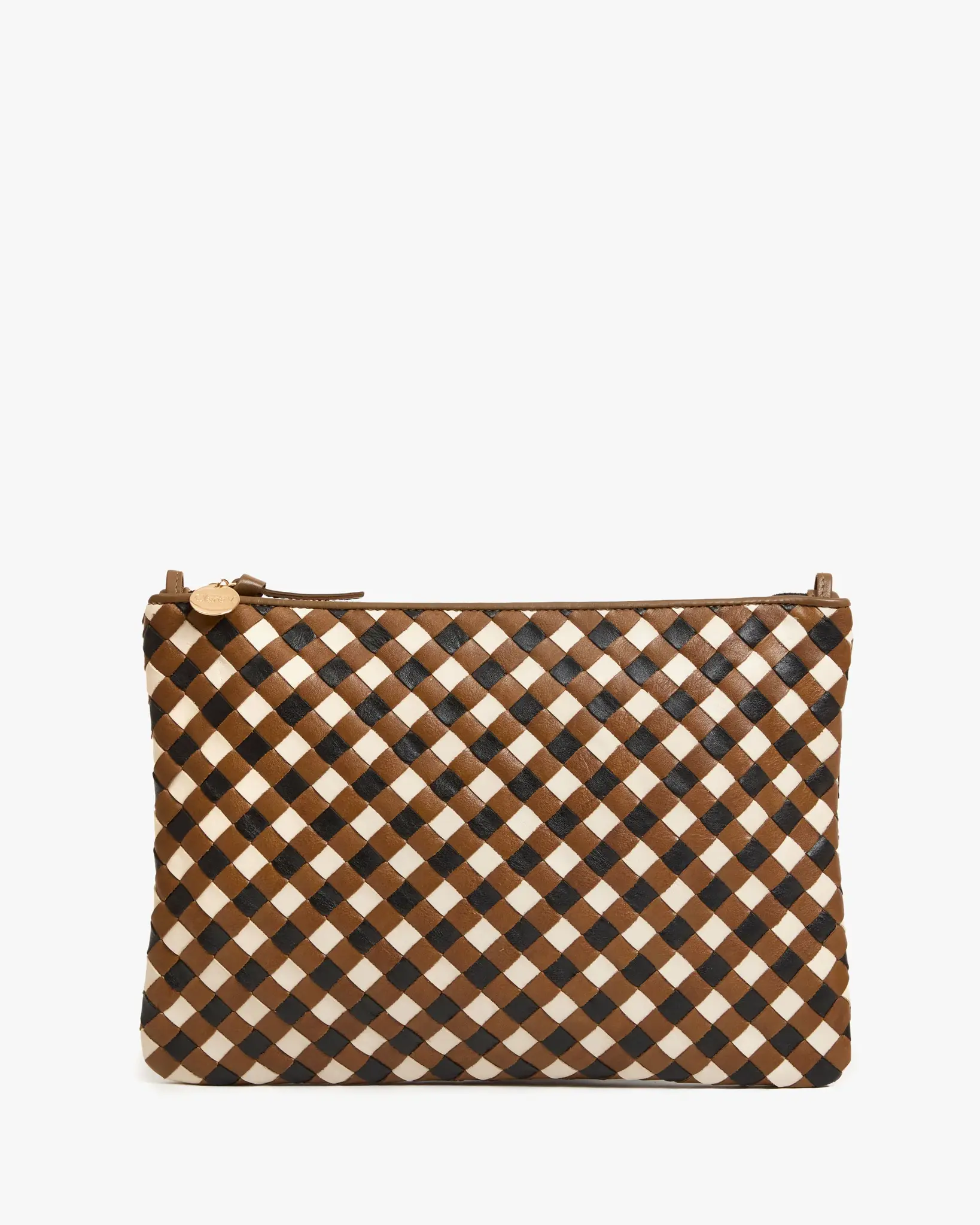 Flat Clutch w/ Tabs Woven Diagonal Oat Multi - ivory & birch
