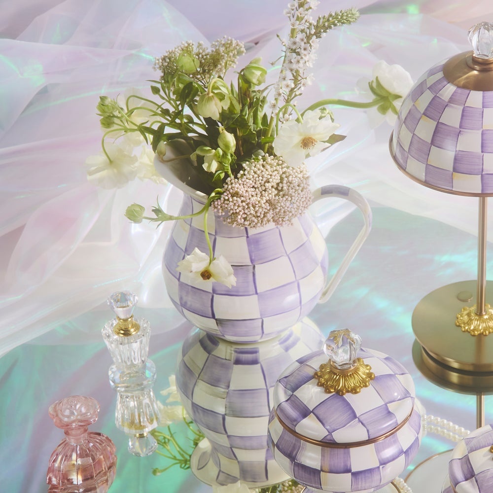 Violet Check Pitcher - ivory & birch