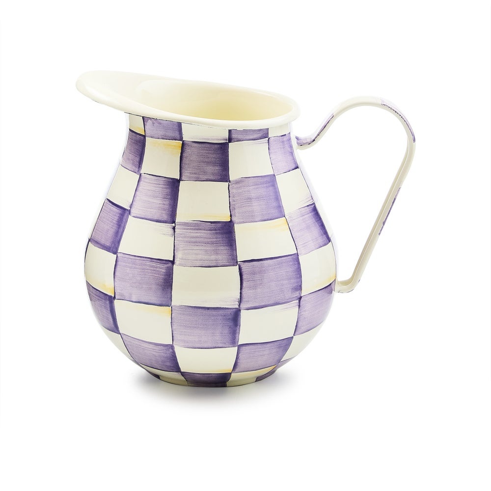 Violet Check Pitcher - ivory & birch