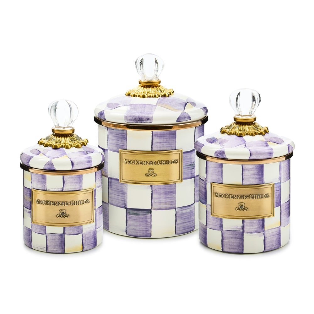 Violet Check Demi Canister - ivory & birch