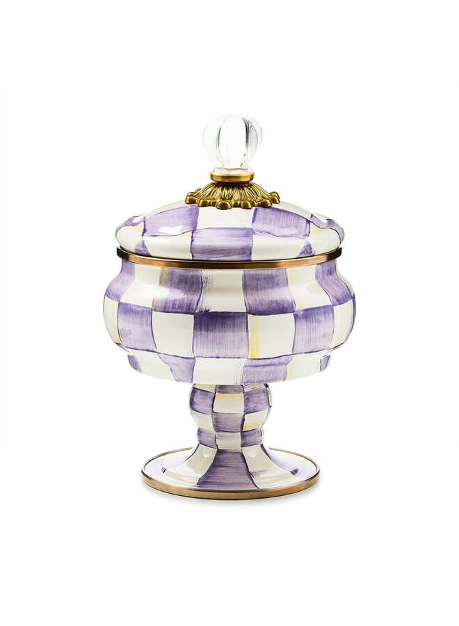 Violet Check Curiosity Pot - ivory & birch