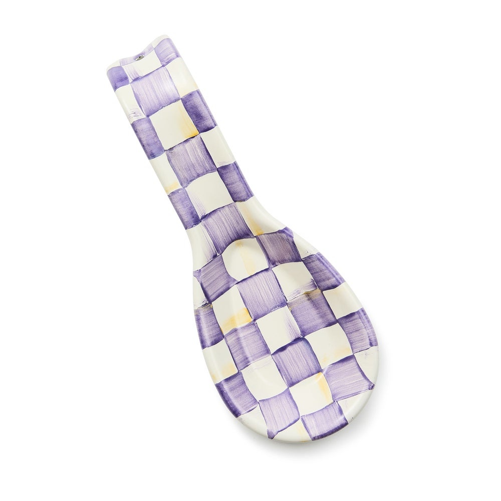 Violet Check Spoon Rest - ivory & birch