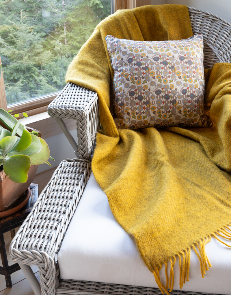 Mustard throw blanket store
