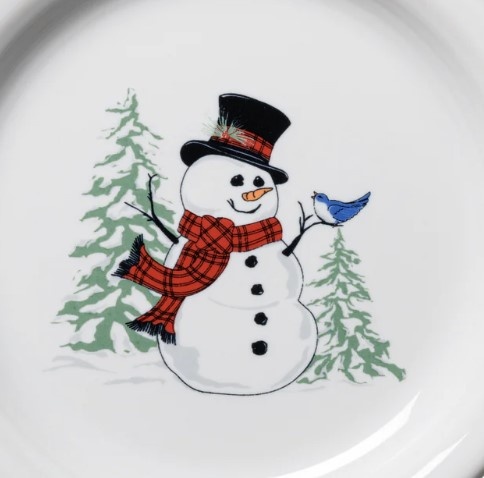 Snowman Luncheon Salad Bowl Plate - Canton Dish Barn