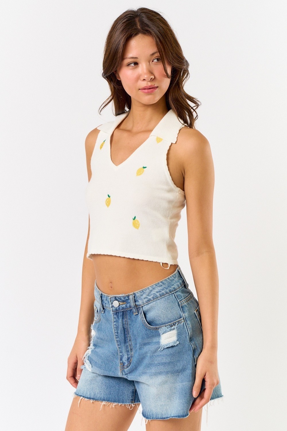 Lemon Squeeze Embroidered Knit Tank - Etiquette Boutique