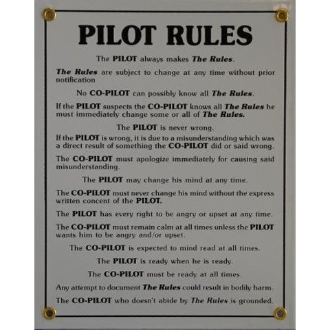 Metal Sign, Pilot Rules | avworld.ca