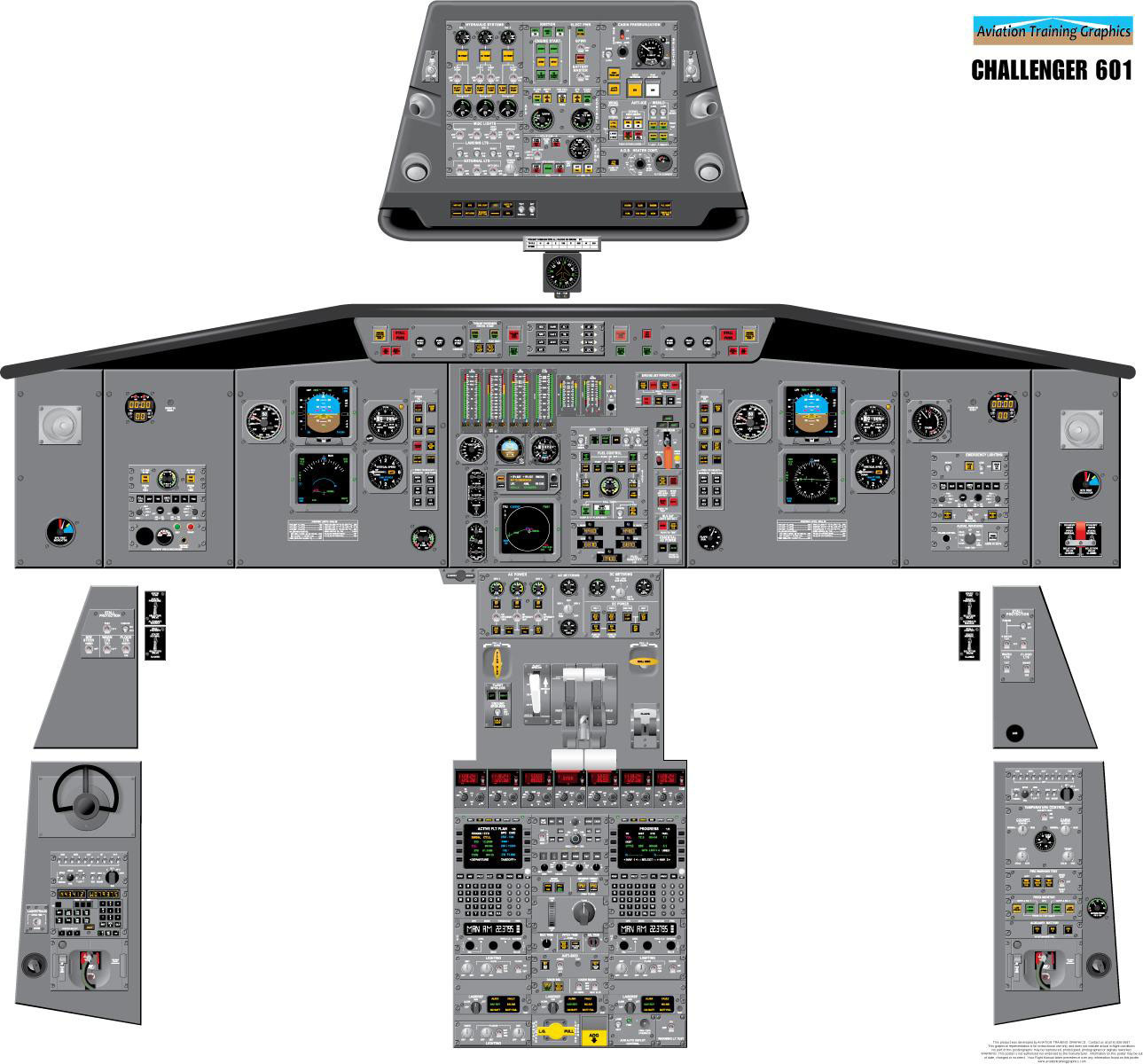 Cockpit Training Poster Challenger 601 26" X 24" - avworld.ca