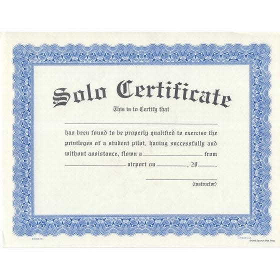 Solo Certificate - avworld.ca