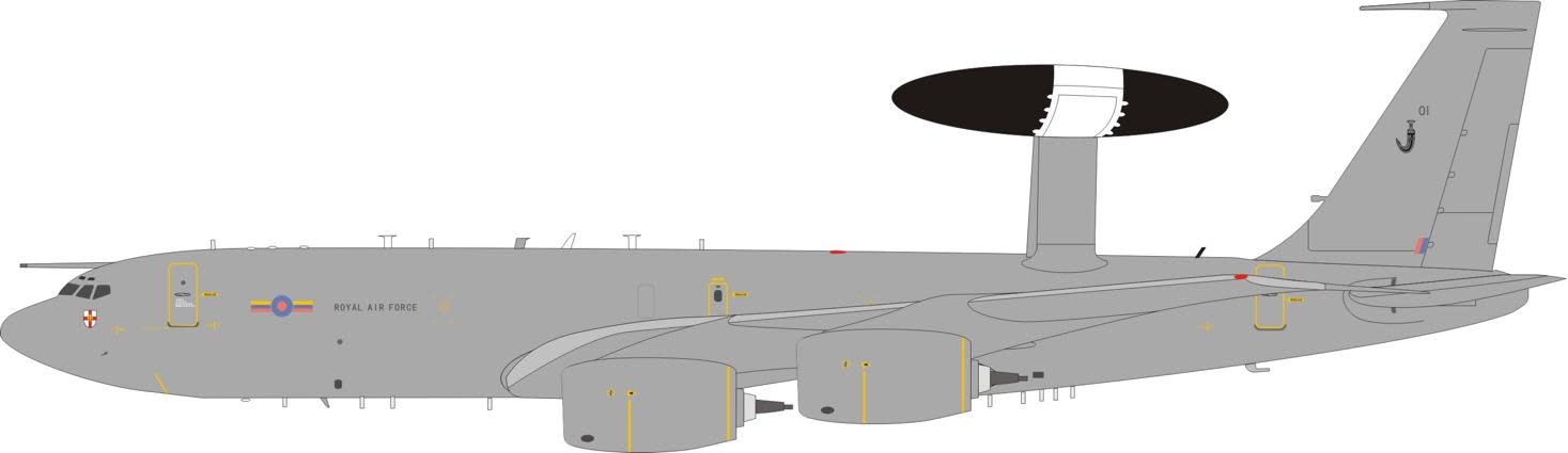 E3D Sentry AEW1 AWACS RAF ZH101 1:200 (2nd) with stand - avworld.ca