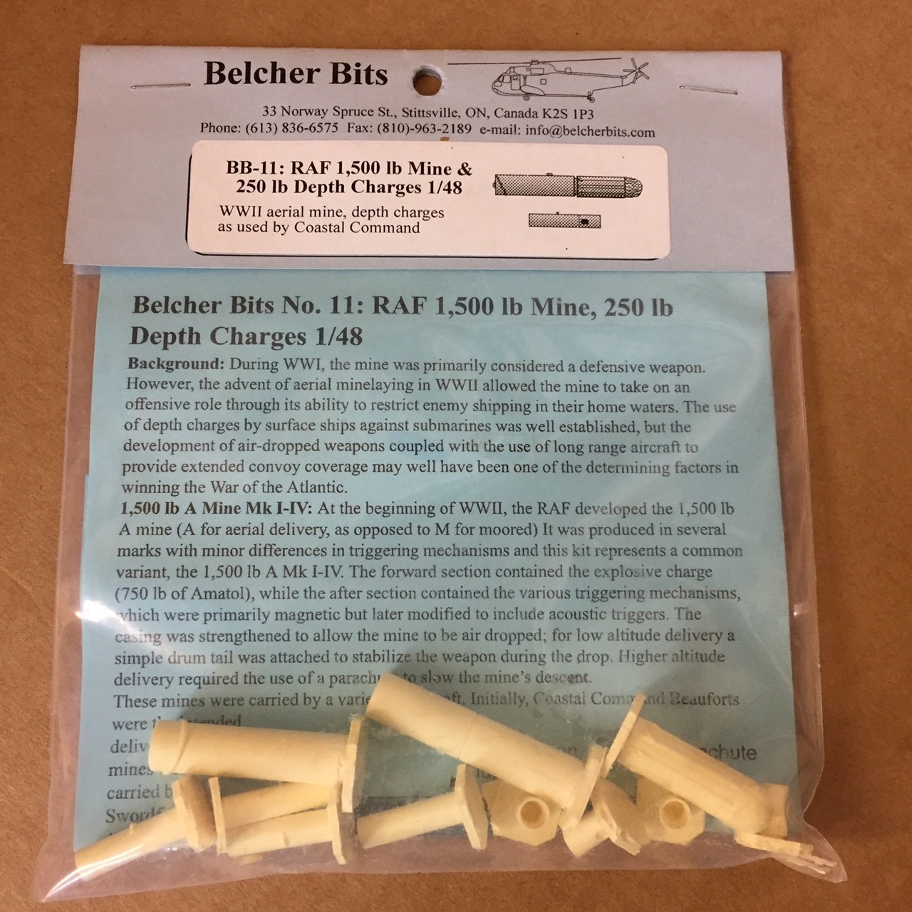 BELCHER BITS RAF 1500 lb Mine & 250 lb depth charges 1:48 - avworld.ca