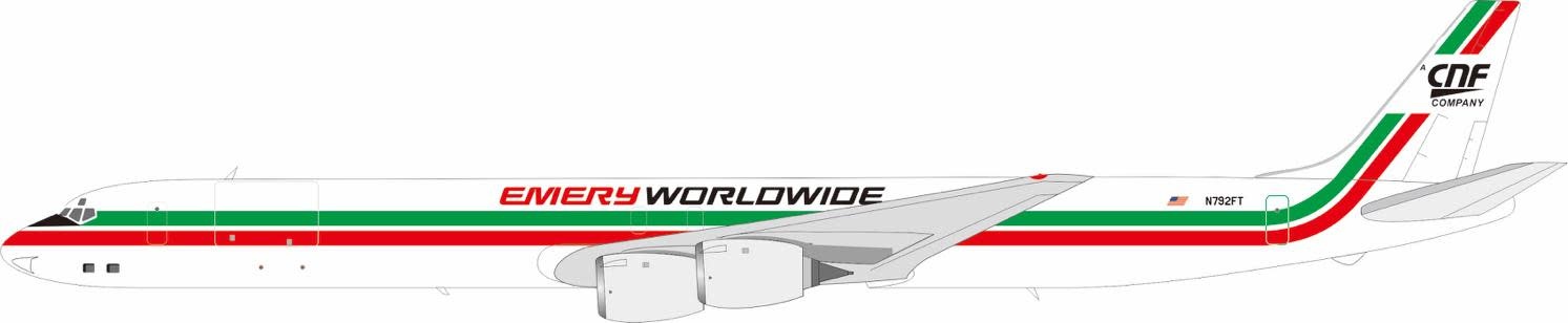 DC8-73F Emery Worldwide N792FT 1:200 with stand - avworld.ca