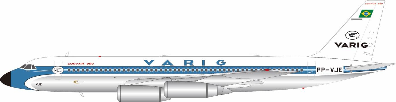 Convair CV990 VARIG PP-VJE 1:200 with stand - avworld.ca