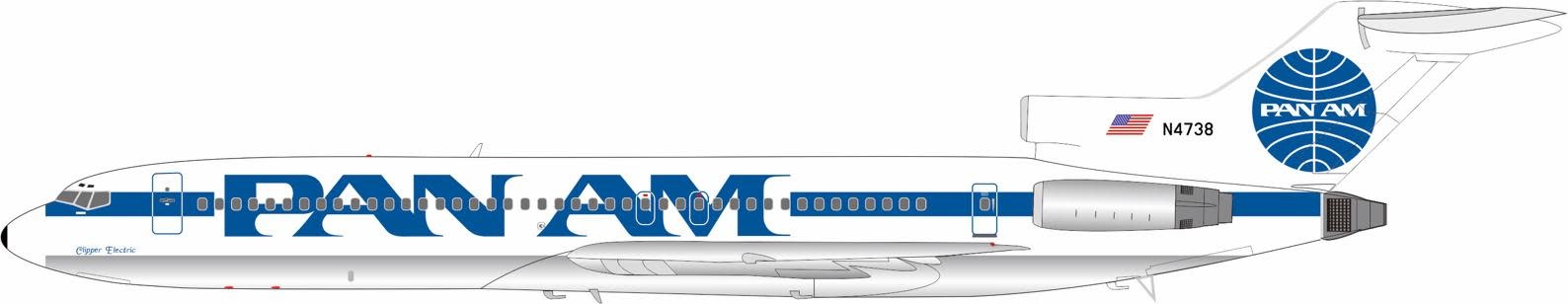 B727-200 Pan Am billboard with cheatline (experimental) N4738 1:200 ...