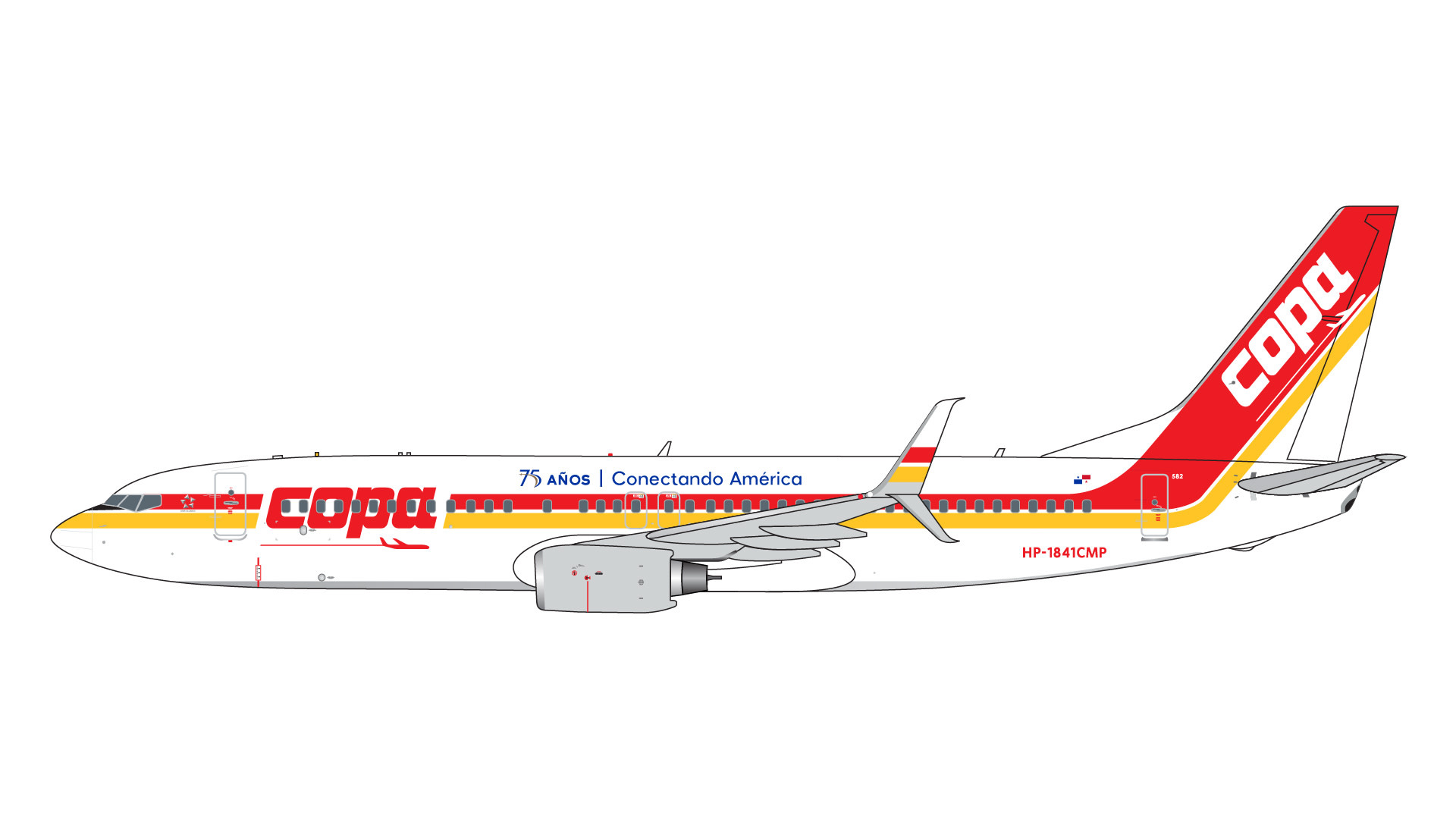 B737-800S Copa Airlines retro livery 75 Anos HP-1841CMP 1:400 GJ ...