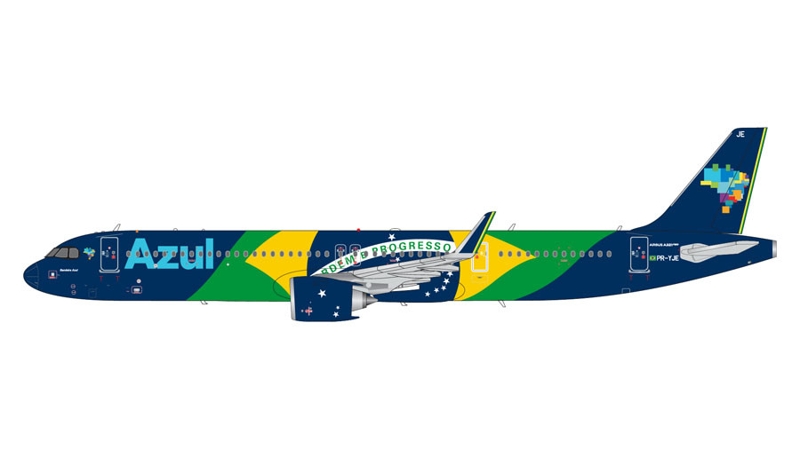A321neo Azul Brazilian flag livery PR-YJE 1:200 with stand - avworld.ca