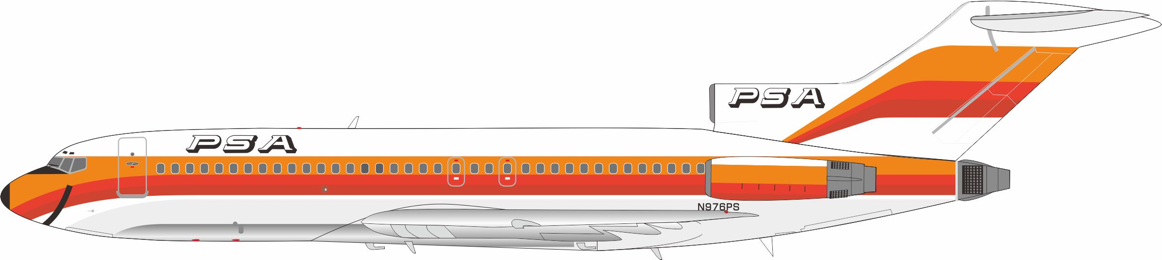 B727-100 PSA Pacific Southwest Airlines N976PS 1:200 with stand ...