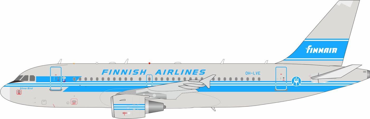 A319 Finnair Retro livery OH-LVE 1:200 with stand - avworld.ca
