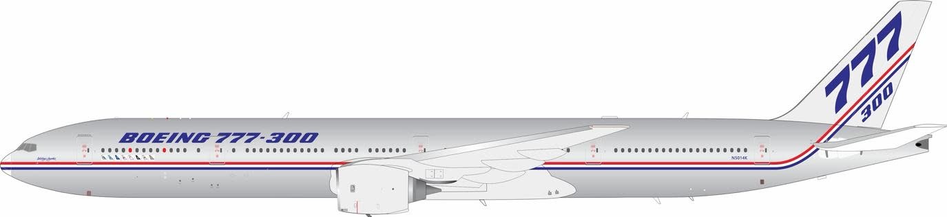 B777-300 Boeing House bare metal N5014K 1:200 polished with stand ...