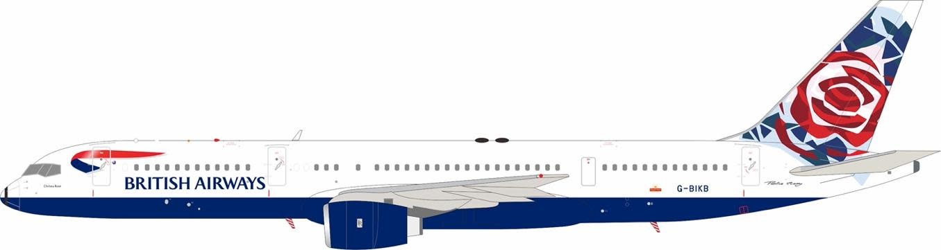 B757-200 British Airways poppy tail G-BIKB 1:200 with stand - avworld.ca