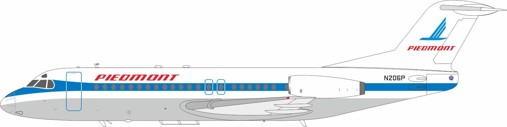 F28-4000 Piedmont Airlines N206P 1:200 with stand - avworld.ca