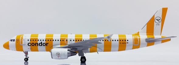 A320 Condor sunshine yellow stripe D-AICU 1:200 with stand - avworld.ca