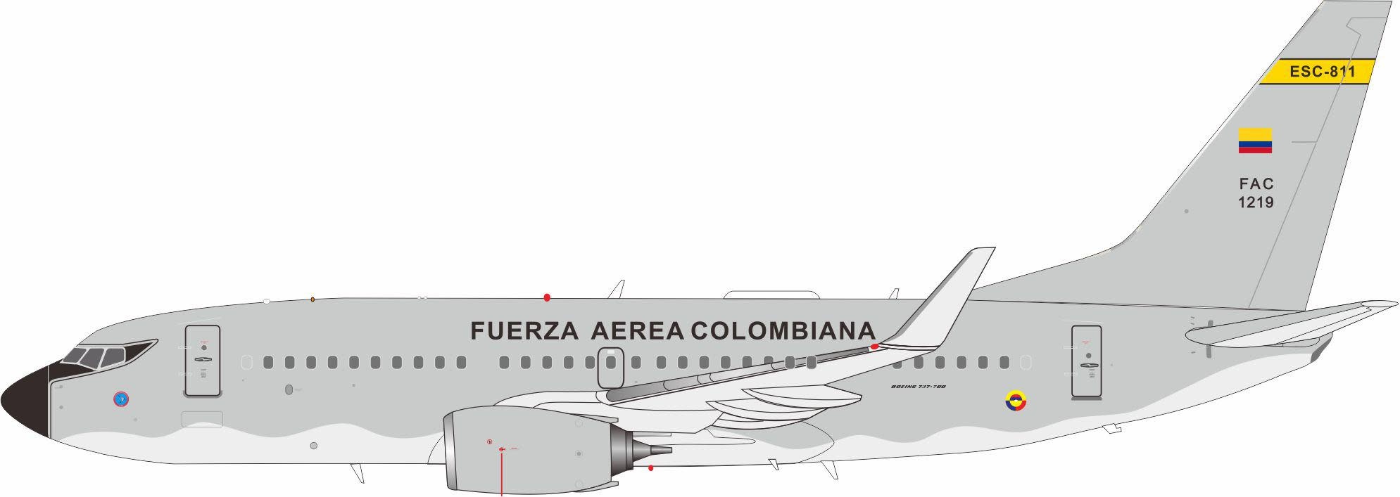 B737-700W Fuerza Aerea Columbiana FAC1219 ESC-811 1:200 winglets ...