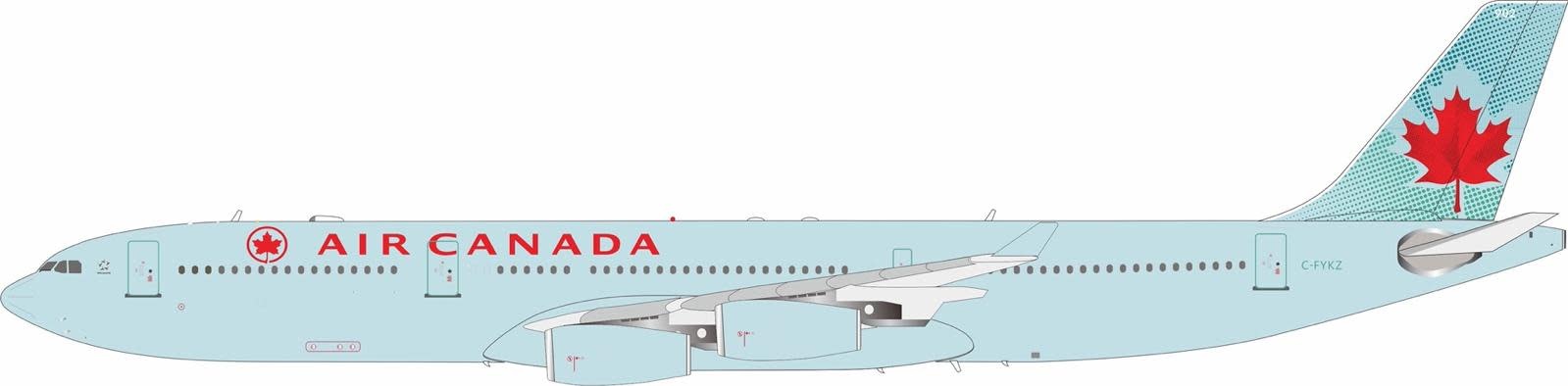 A340-300 Air Canada 2004 blue livery C-FYKZ 1:200 with stand - avworld.ca
