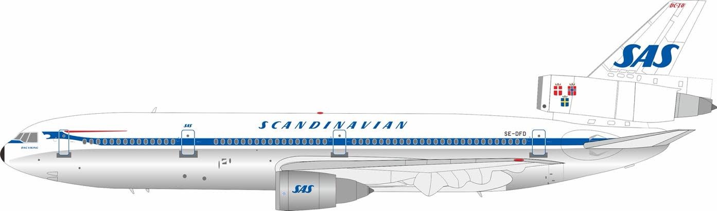 DC10-30 SAS Scandinavian old livery SE-DFD 1:200 polished with stand ...